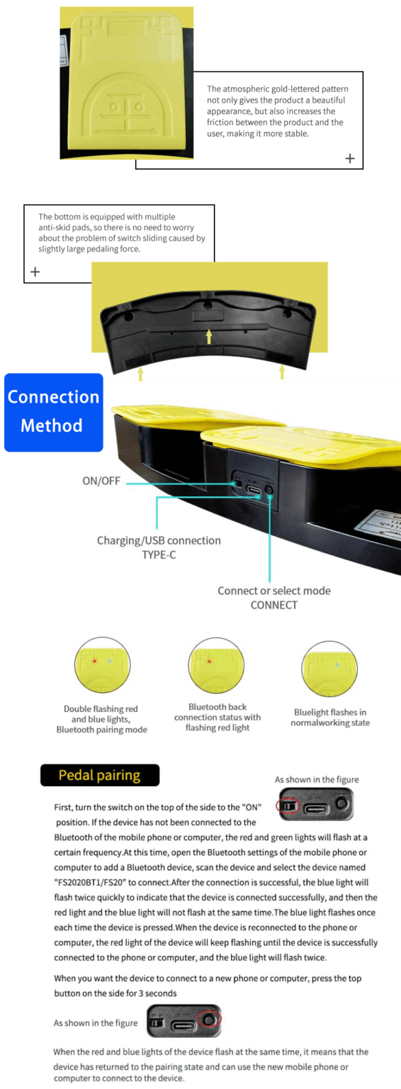 USB、2.4G、 Bluetooth three position foot switch custom keyboard, mouse ...