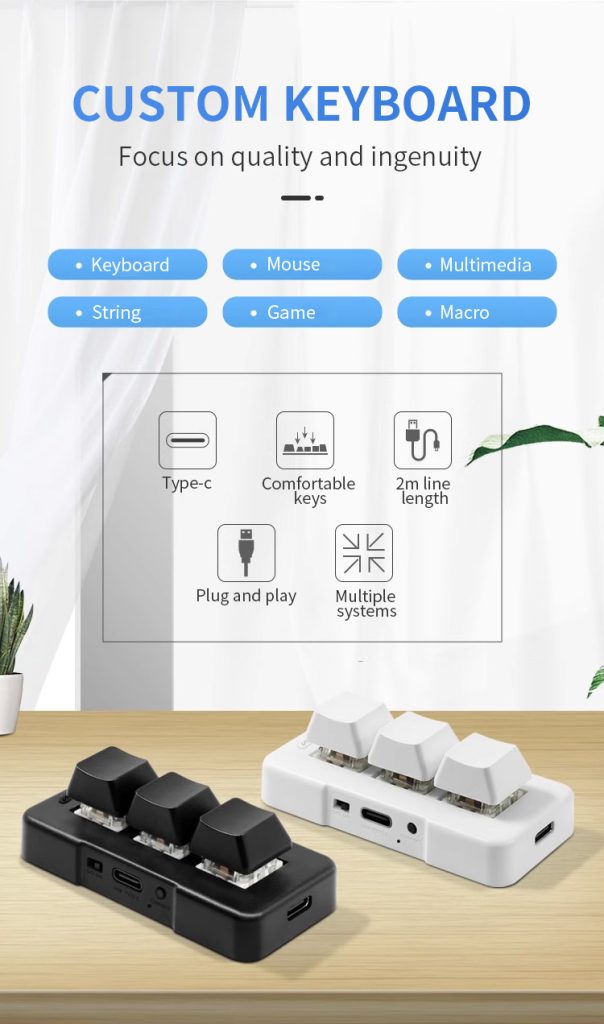 Three-key keypad mini custom shortcut macro programming one-key password start paste copy, game ...