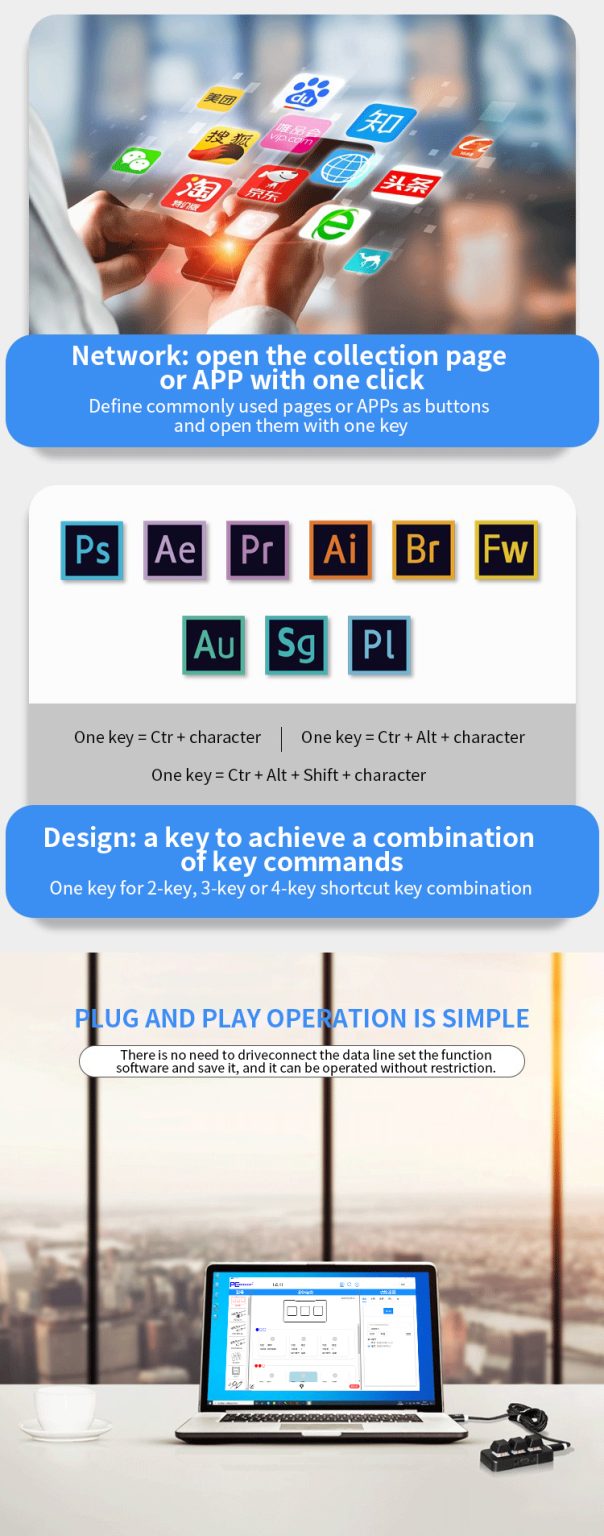 Three-key keypad mini custom shortcut macro programming one-key password start paste copy, game ...