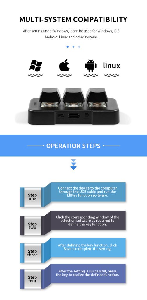 Three-key keypad mini custom shortcut macro programming one-key password start paste copy, game ...
