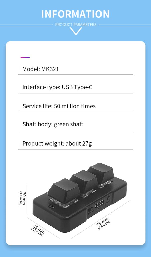 Three-key keypad mini custom shortcut macro programming one-key password start paste copy, game ...