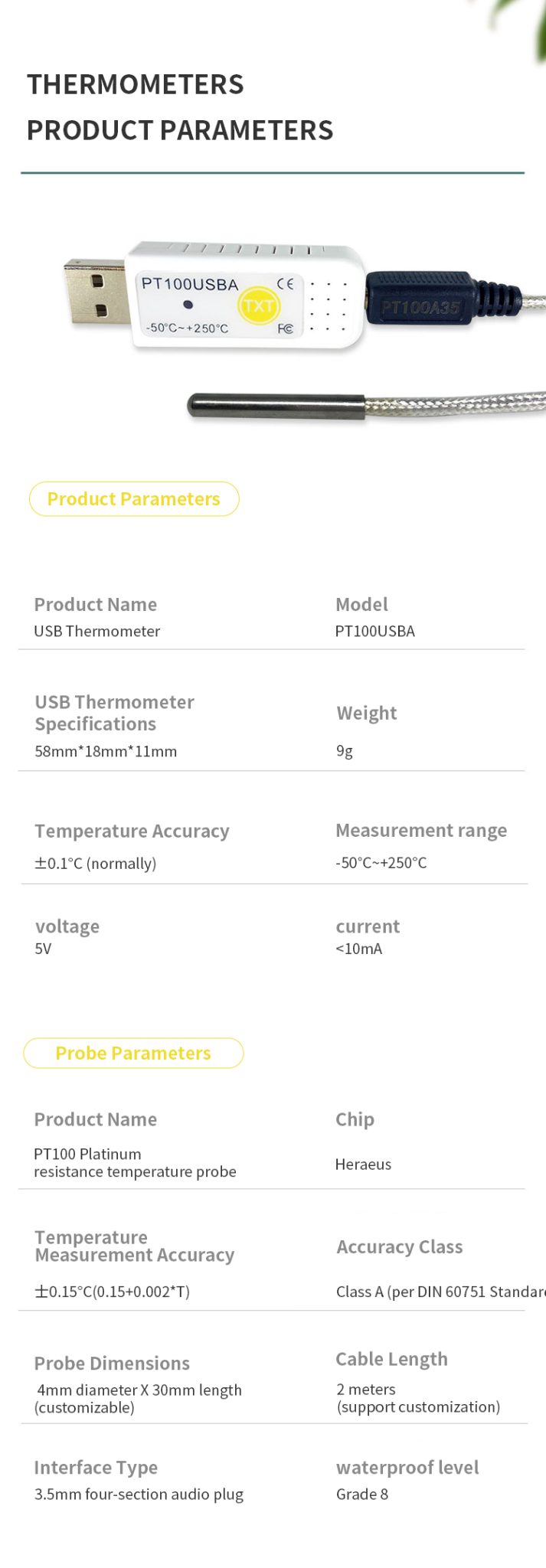 PCsensor Thermometer with PT100 Probe – PCsensor RDingtech RDing