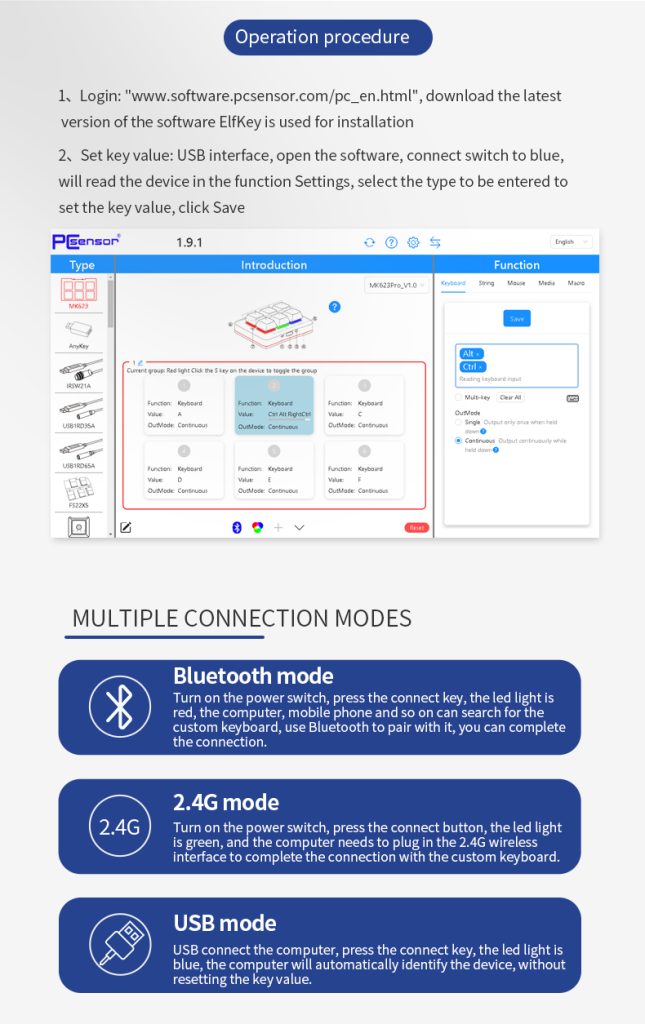 Custom keyboard, Bluetooth wireless 2.4G game macro programming, one-click password copying USB ...