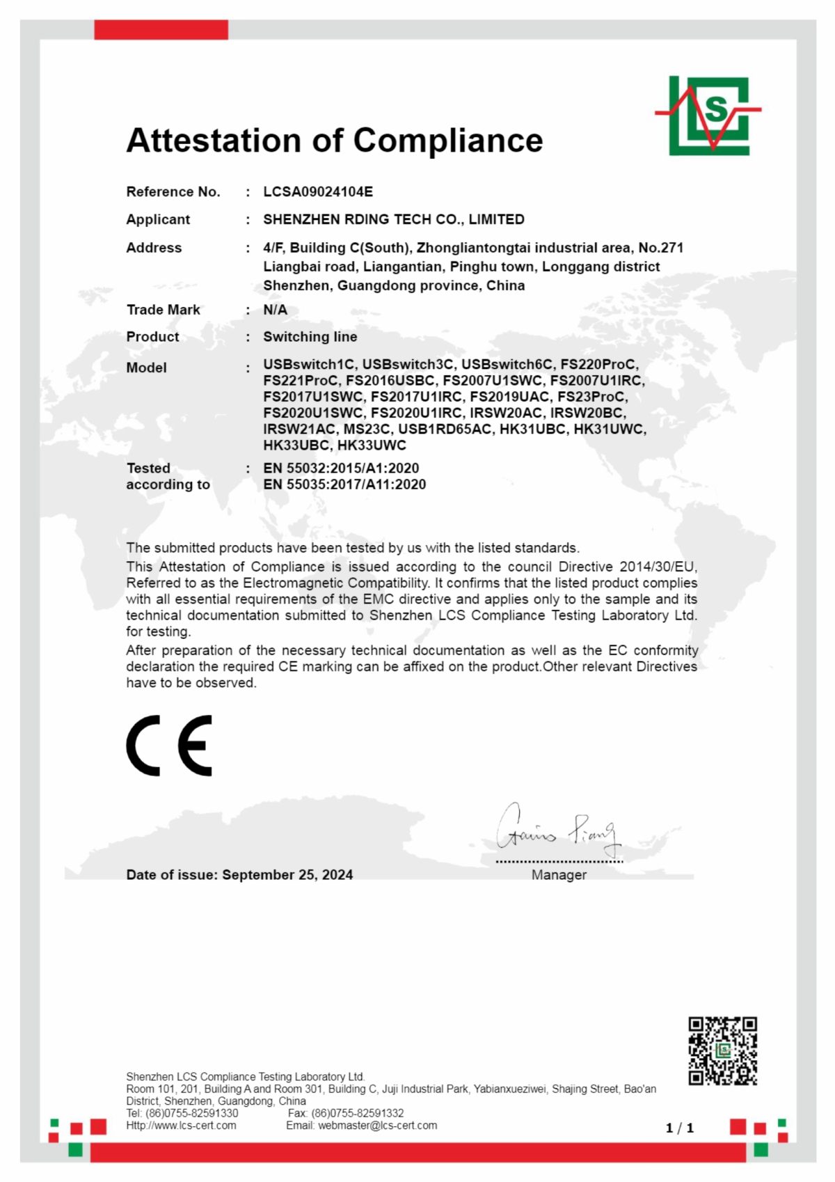 TPC24 CE-EMC – PCsensor RDingtech RDing